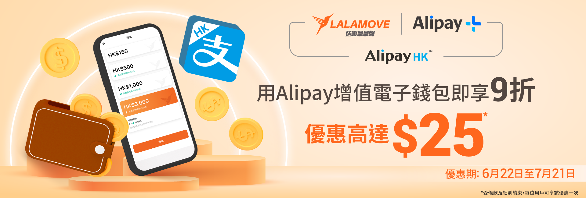 用Alipay增值電子錢包 享高達9折優惠