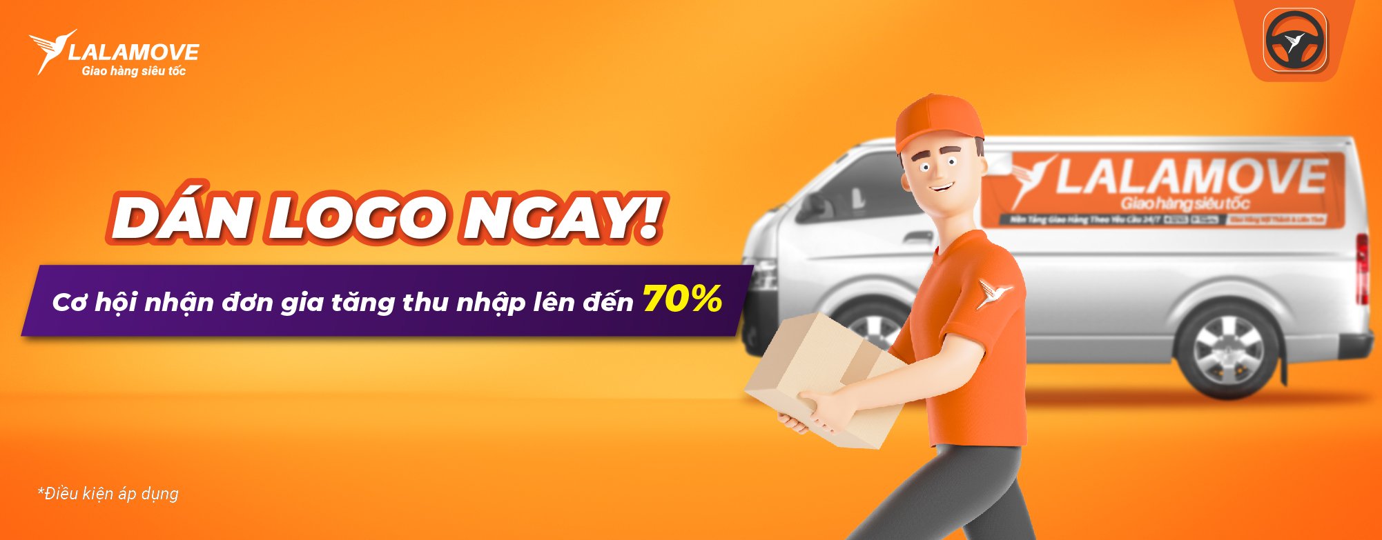 Thông tin chung | Quyền lợi của Đối tác dán logo Lalamove