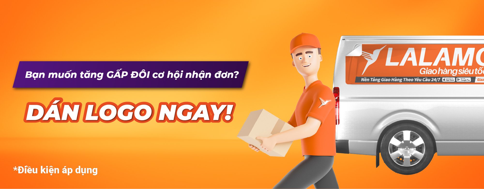 Thông tin chung | Quyền lợi của Đối tác dán logo Lalamove