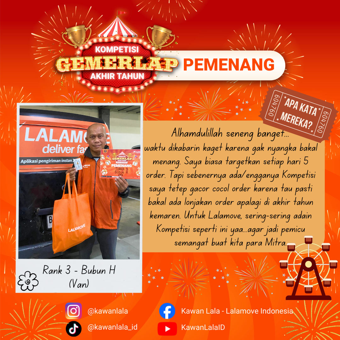 Rahasia dari Mitra Driver Lalamove Pemenang Kompetisi Driver “GEMERLAP”
