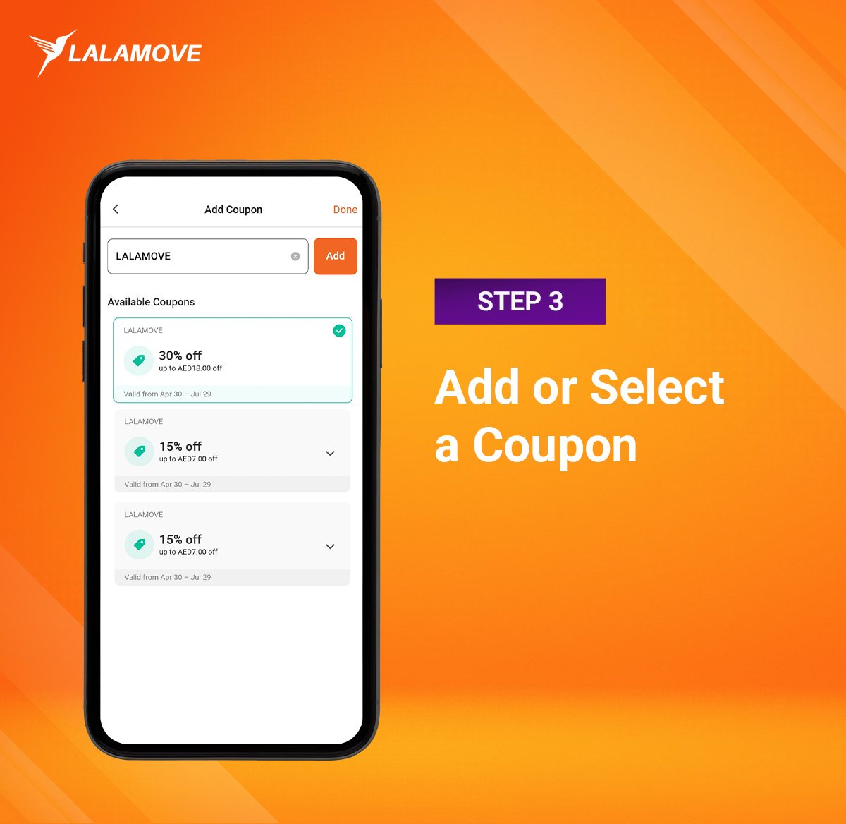 How to apply a coupon code when placing an order on Lalamove