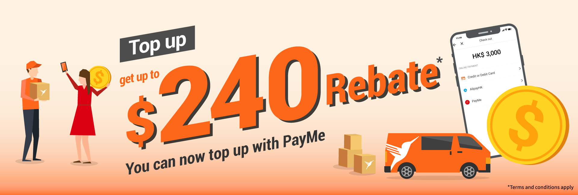 Top-up eWallet , Earn up to $240 rebate